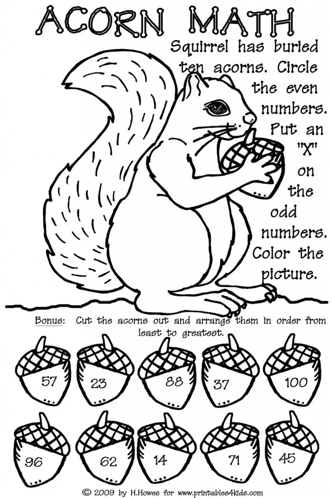 Odd and Even Double Digit Fall Math Worksheet – Printables for Kids ...